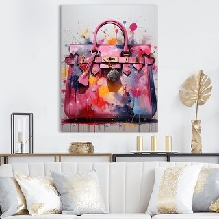 Designart "Popart Pink Bag Glamour" Fashion Wall Decor - Bed Bath & Beyond - 38960821